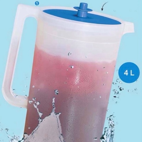 Tupperware | Kitchen | Tupperware Jumbo Jug 4 Liter White Blue | Poshmark